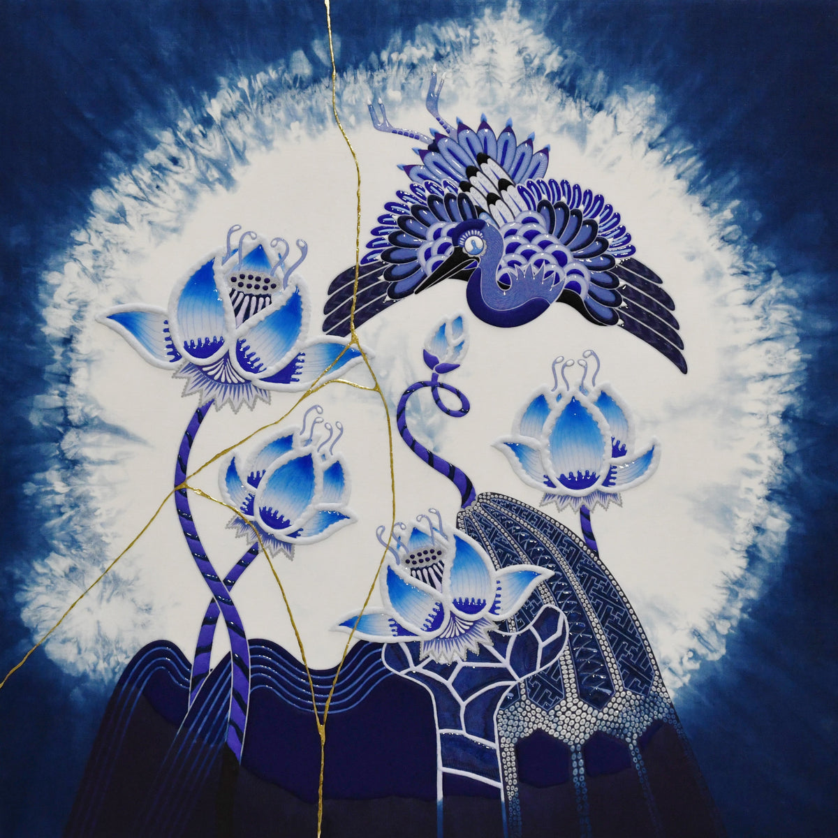 Lotus Crane - Japan blue -#1 | Whitestone Gallery